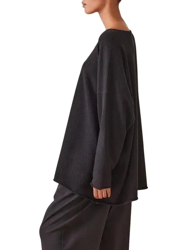 Eskandar A-line Bateau Neck Cashmere Sweater - Black