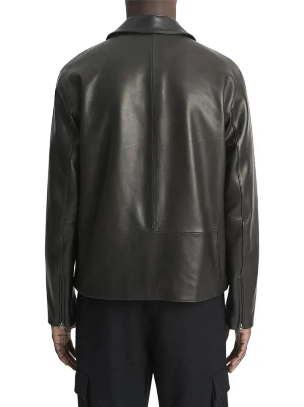 Vince Leather Zip-up Jacket - Black
