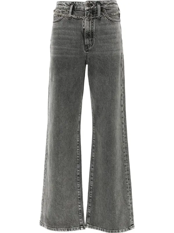 Maje Chain-belt Wide-leg Jeans - Grey