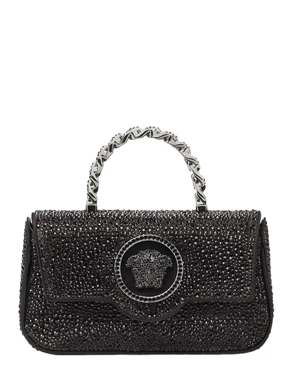 Versace La Medusa Crystal-embellished Mini Bag - Black