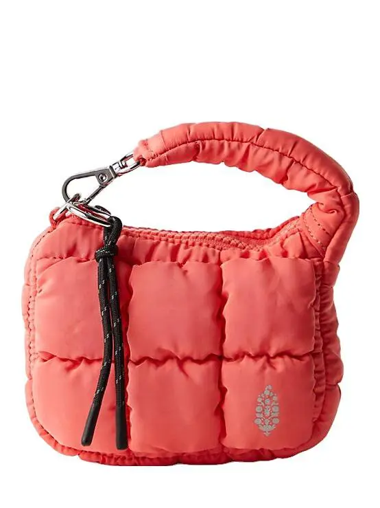 Free People Quilted Micro Pouch - Neon Coral