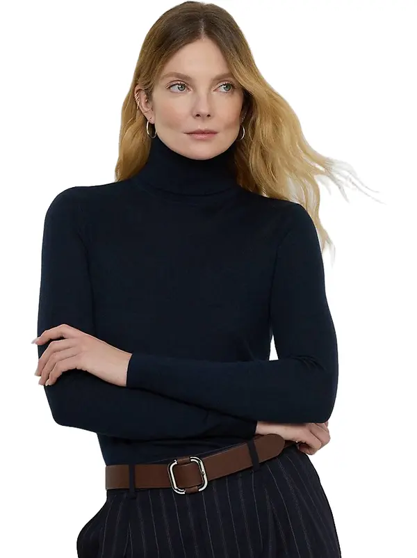 Ralph Lauren Silk-blend Turtleneck Sweater - Lauren Navy