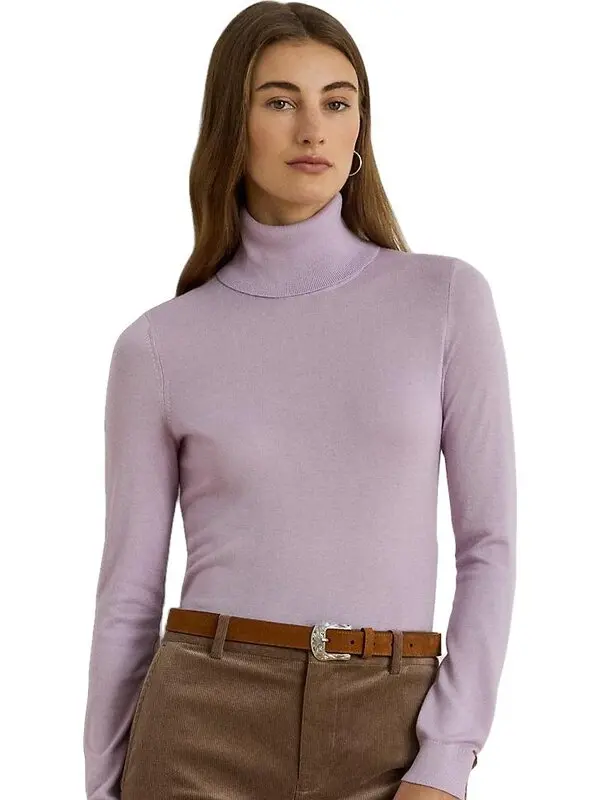 Ralph Lauren Silk-blend Turtleneck Sweater - Lavender Frost