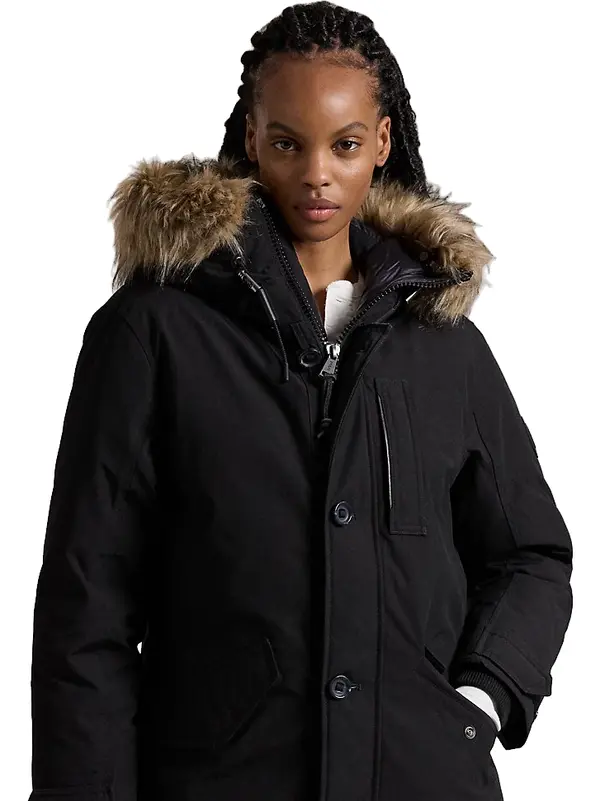 Ralph Lauren Down Parka With Faux-fur Trim - Polo Black