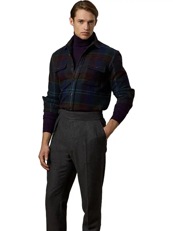 Ralph Lauren Hand-tailored Wool Flannel Trousers - Dark Grey