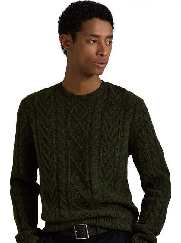 Ralph Lauren Wool-alpaca Fisherman's Sweater - Leaf Green Heather