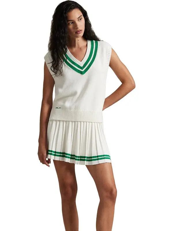 Ralph Lauren Pleated Cricket Skort - White Splash/scarab Green