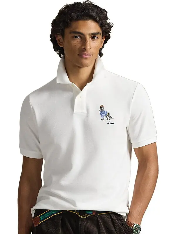 Ralph Lauren Classic Fit Dog-embroidered Polo Shirt - White