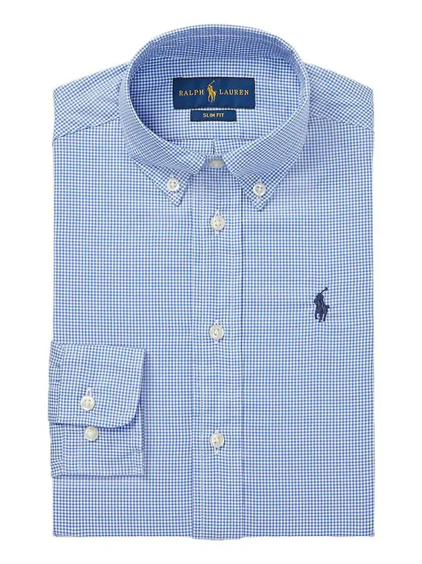 Ralph Lauren Slim Fit Gingham Cotton Dress Shirt - Blue Multi