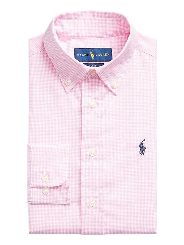 Ralph Lauren Slim Fit Gingham Cotton Dress Shirt - Pink Multi