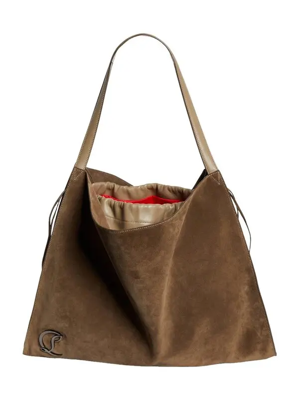 CHRISTIAN LOUBOUTIN Le 54 Suede Drawstring Tote - E722 Silex/silex/gun Metal