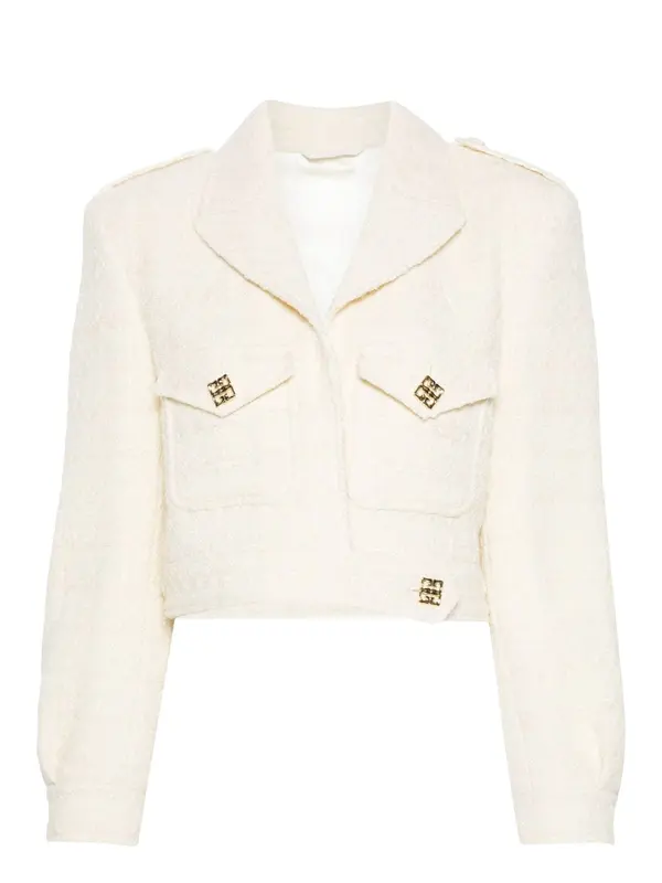 Givenchy Cropped Tweed Jacket - Neutrals