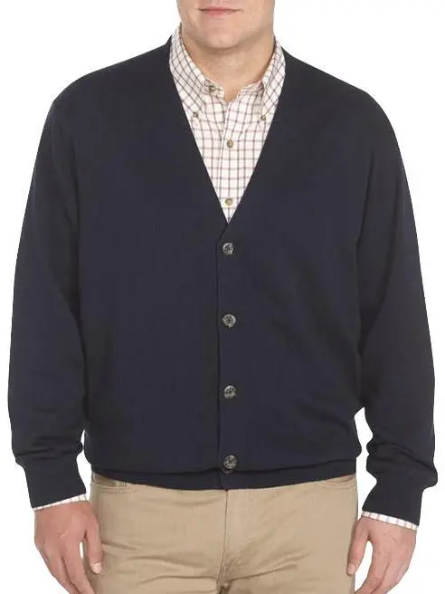 HARBOR BAY BY DXL Big & Tall V-neck Cardigan - Midnight