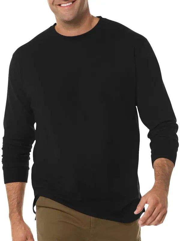 HARBOR BAY BY DXL Big & Tall Moisture-wicking Long-sleeve T-shirt - Black