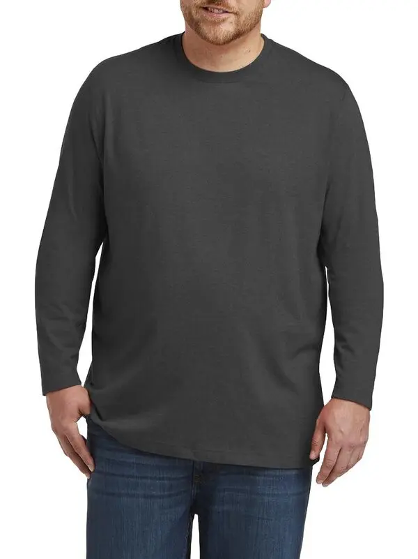 HARBOR BAY BY DXL Big & Tall Moisture-wicking Long-sleeve T-shirt - Graniththr