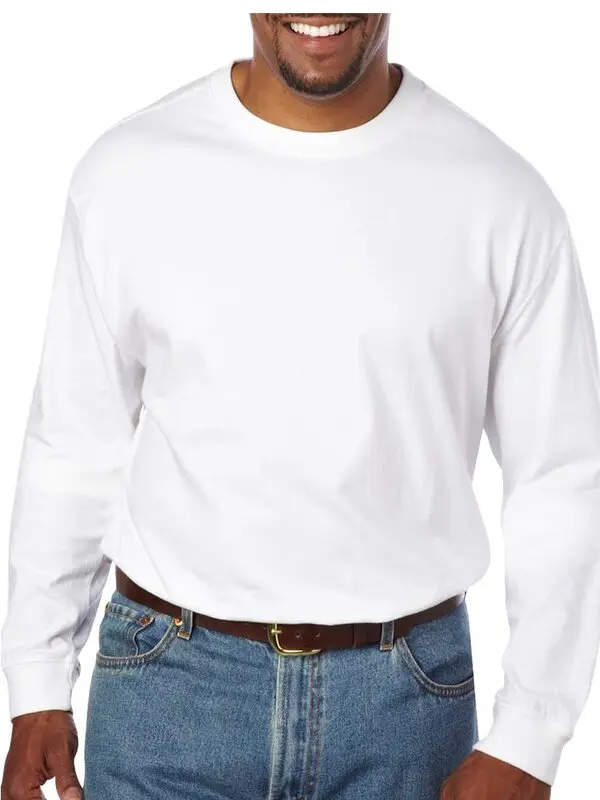 HARBOR BAY BY DXL Big & Tall Moisture-wicking Long-sleeve T-shirt - White