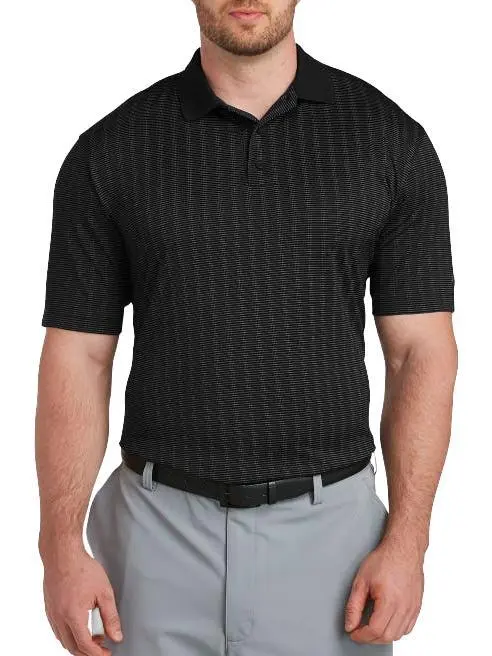 REEBOK Big & Tall Golf Speedwick Stripe Polo Shirt - Black