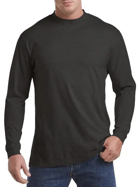 HARBOR BAY BY DXL Long-sleeve Moisture-wicking Shirt - Graniththr