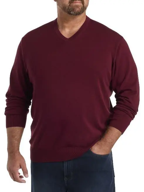 HARBOR BAY BY DXL Big & Tall V-neck Pullover - Zinfandel