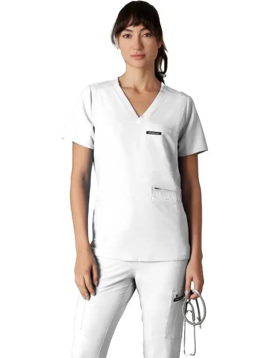 MEMBERS ONLY Palermo 4-pocket Scrub Top - White