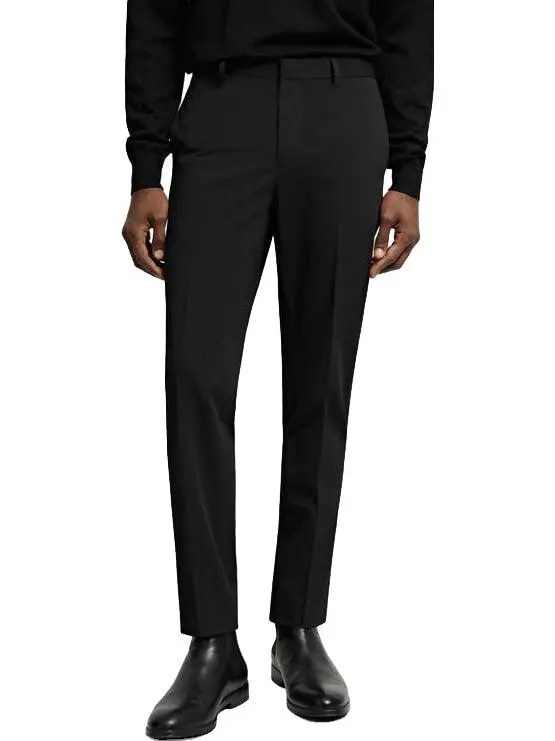 Mango Superslim Fit Flat Front Stretch Dress Pants - Black