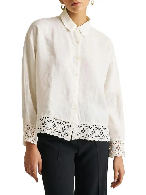 REISTOR Button-down Shirt With Lace - Off-white