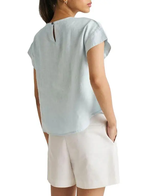 REISTOR Cap Sleeved Top With Peephole Back - Summer Blue