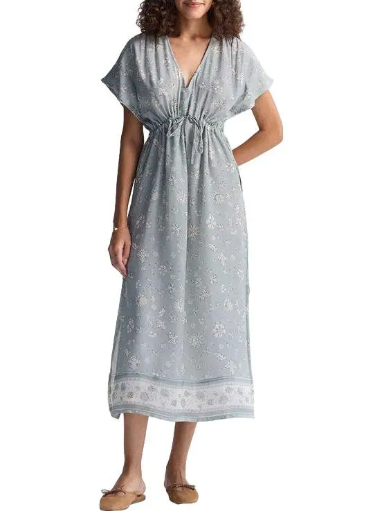REISTOR Deep V-neck Gathered Maxi Dress - Serene Symphony