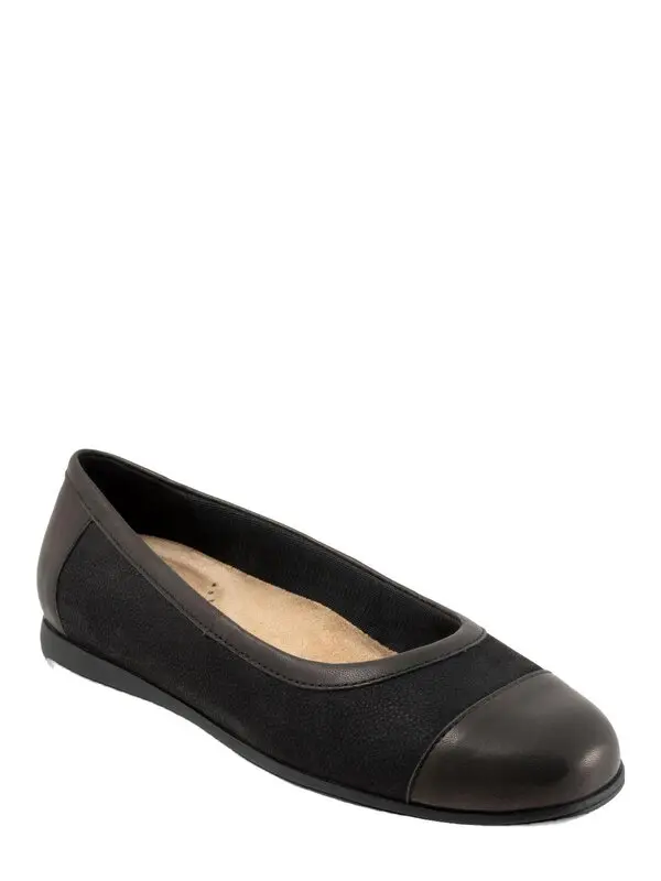 Trotters Delmara Leather Slip-on With Cap Toe - Black Nubuck