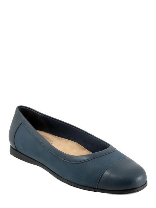 Trotters Delmara Leather Slip-on With Cap Toe - Navy Nubuck