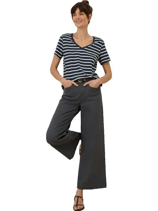 PACT Organic Cotton Softspun V-neck Tee - Monterey Stripe