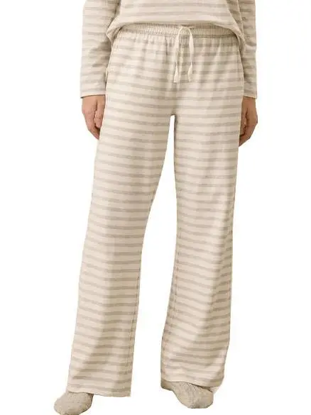 PACT Luxe Essential Wide Leg Pant - Winter White Stripe