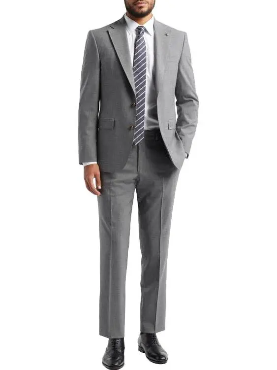 JACK VICTOR Esprit Solid Stretch Wool Suit - Grey
