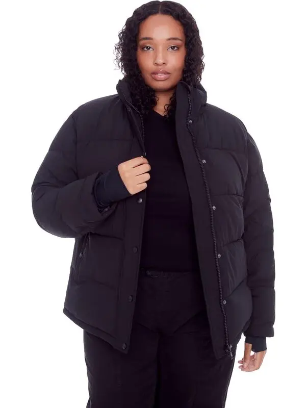 ALPINE NORTH Vegan Down Short Quilted Puffer Jacket - Black