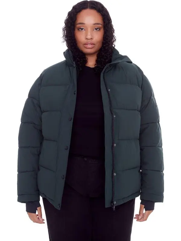 ALPINE NORTH Vegan Down Short Quilted Puffer Jacket - Deep Green