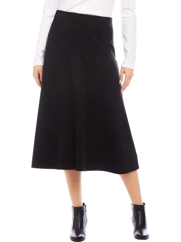 Karen Kane Faux Suede Midi Skirt - Black