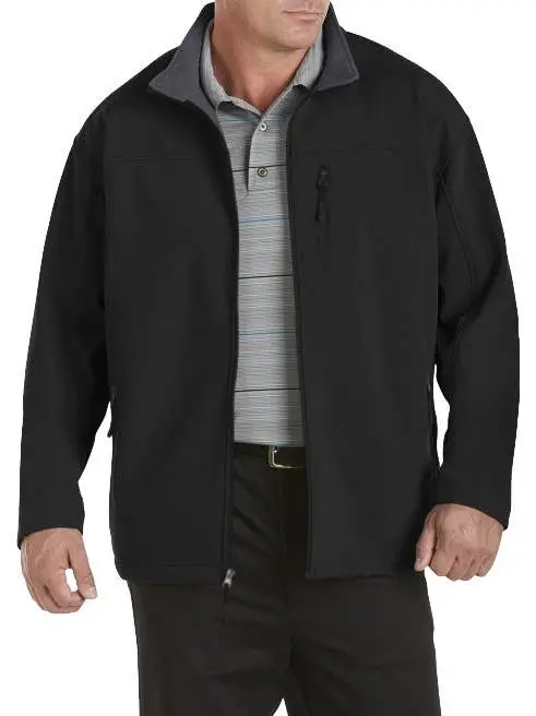 HARBOR BAY BY DXL Bonded Fleece Jacket - Blk Chacoal