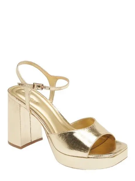 OPEN EDIT Whitney Block Heel Sandal - Gold Metallic