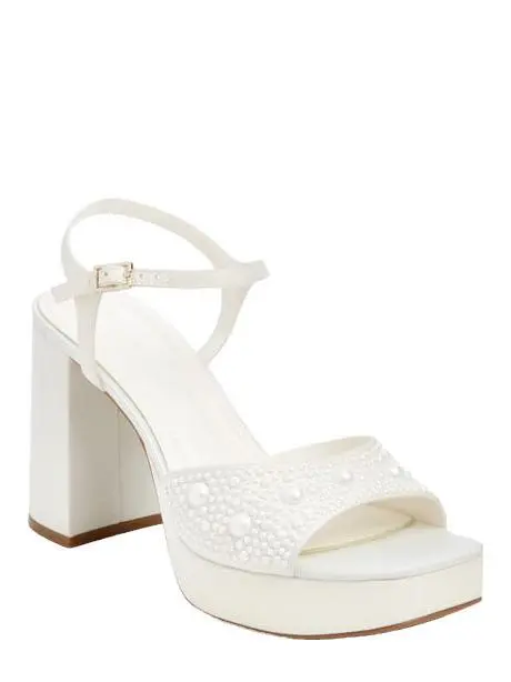 OPEN EDIT Whitney Block Heel Sandal - White Pearl