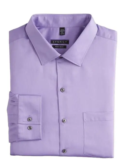SYNRGY BY DXL Big & Tall Sateen Dress Shirt - English Lilac