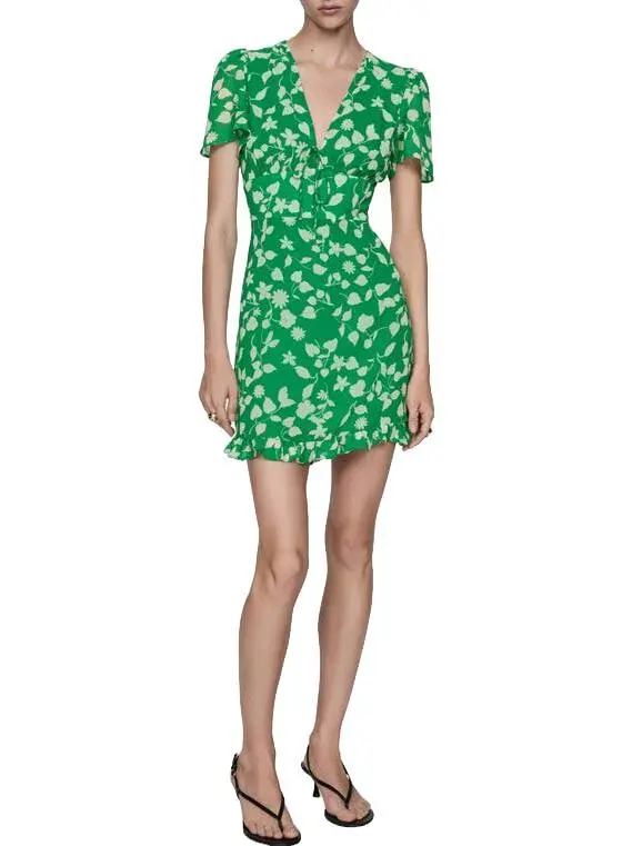 Mango Polka Dot Mini Dress - Green