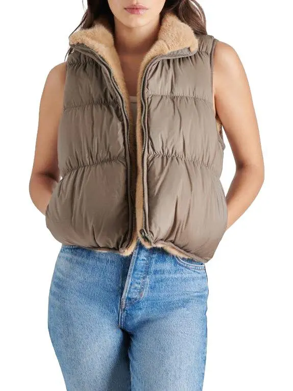 Steve Madden Brady Reversible Quilted Vest - Grey