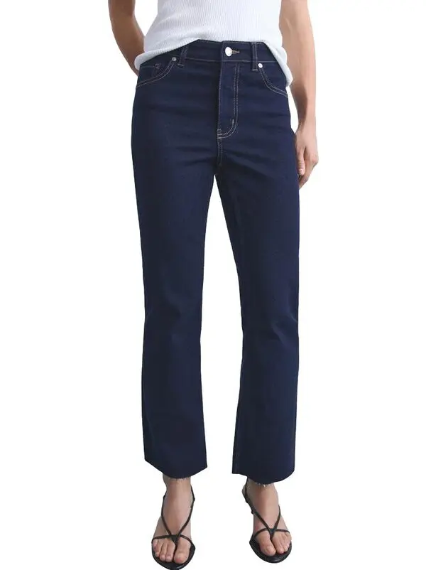 Mango Sienna Raw Hem Crop Flare Jeans - Open Blue