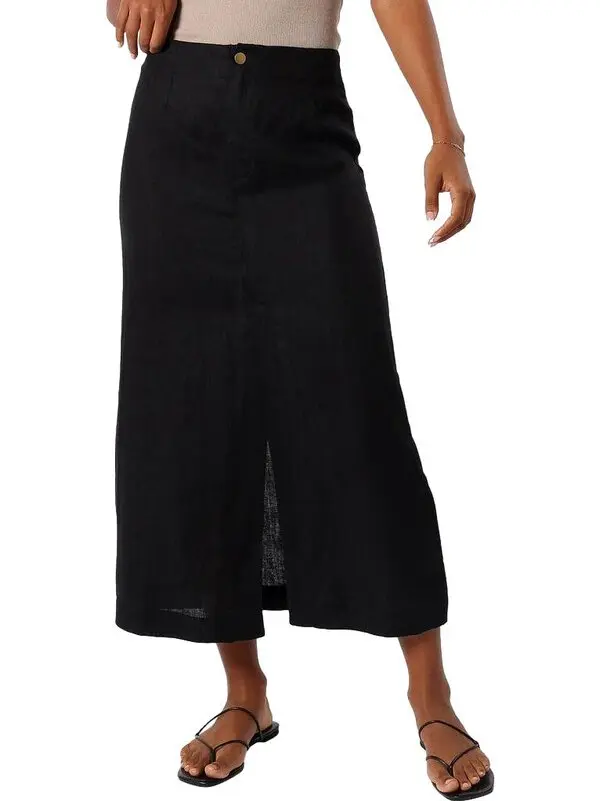 PETAL & PUP Finley Linen Maxi Skirt - Black