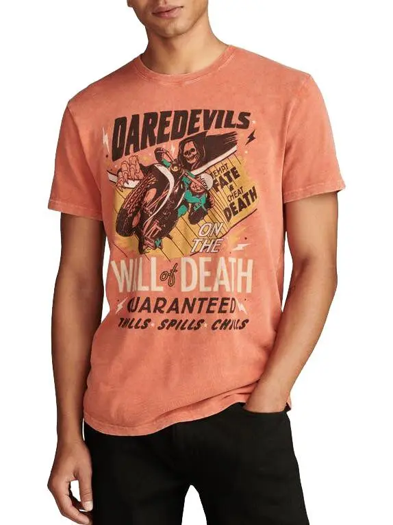 Lucky Brand Wall Of Death Cotton Graphic T-shirt - Mecca Orange
