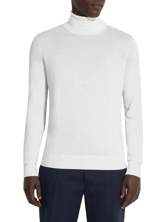 Zegna Cashseta Cashmere & Silk Turtleneck Sweater - Zegna Bianco