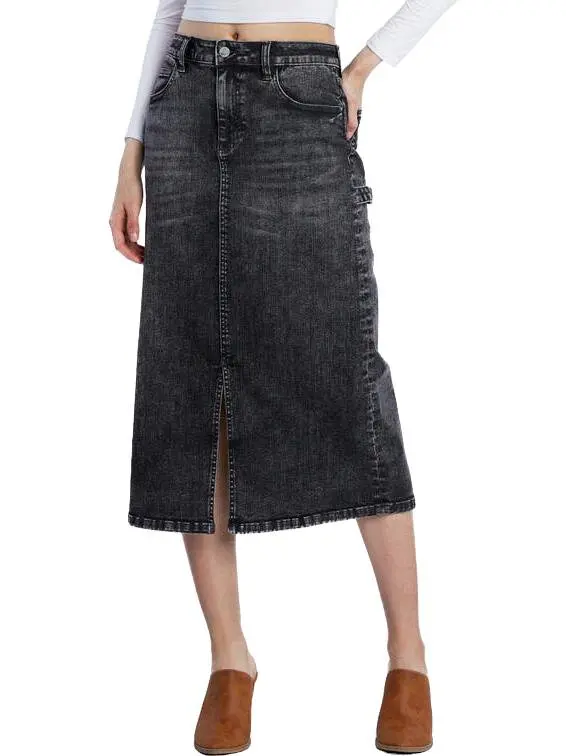 WASH LAB DENIM Utility Denim Skirt - Unity Grey
