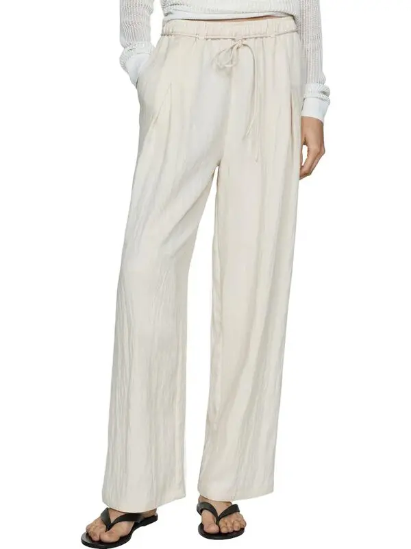 Mango Relaxed Straight-leg Pants - Ecru