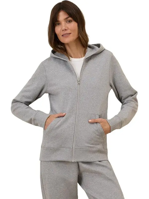 PACT Organic Cotton Brushed Fleece Zip Hoodie - Heather Grey
