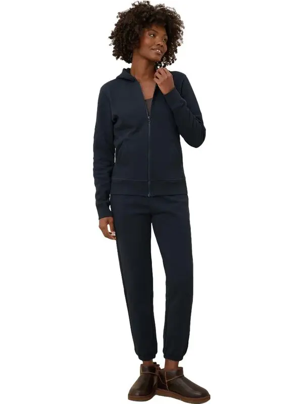 PACT Organic Cotton Brushed Fleece Zip Hoodie - Midnight Blue